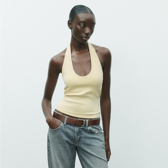 Zara | Tops | Zara Yellow Halter Top | Poshmark